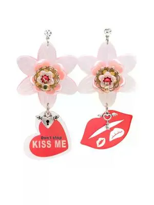 AMIR SLAMA Floral-appliqué Drop Earrings - Pink
