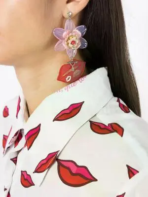 AMIR SLAMA Floral-appliqué Drop Earrings