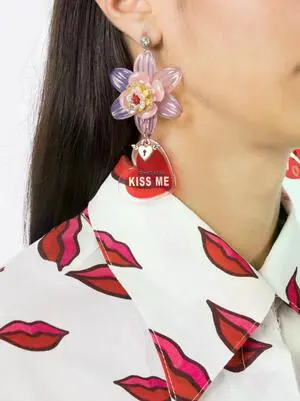 AMIR SLAMA Floral-appliqué Drop Earrings