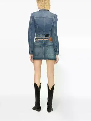 Off-White Strap-detailed Cropped Denim Jacket