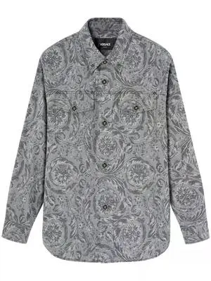 Versace Barocco Jacquard Gabardine Overshirt - Grey