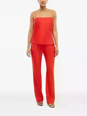 Another Tomorrow Spaghetti Strap Silk Top - Red