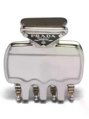Prada Triangle-logo Hair Clip - Silver