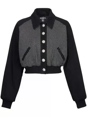 Balmain Logo-embellished Cropped Jacket - Black