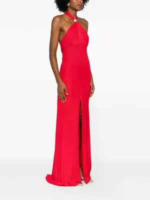 Elisabetta Franchi Logo-plaque Draped Gown