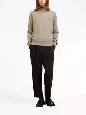 AMI Paris Logo-embroidered Roll-neck Jumper
