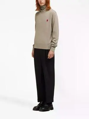 AMI Paris Logo-embroidered Roll-neck Jumper