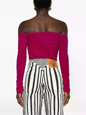 MUGLER Off-shoulder Ruched Bodysuit