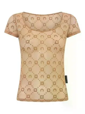MARINE SERRE Mesh Flocked Top - Neutrals