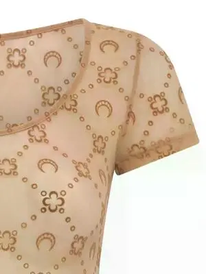 MARINE SERRE Mesh Flocked Top - Neutrals