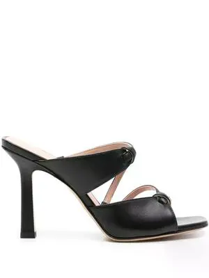 SCAROSSO Zoe Strappy Leather Mules - Black