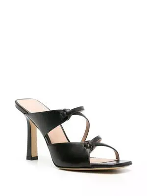 SCAROSSO Zoe Strappy Leather Mules - Black