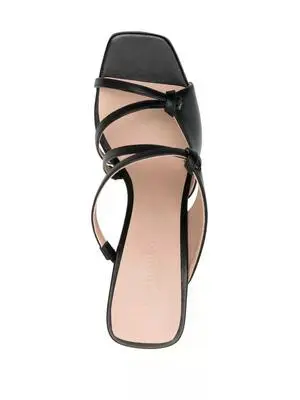 SCAROSSO Zoe Strappy Leather Mules - Black