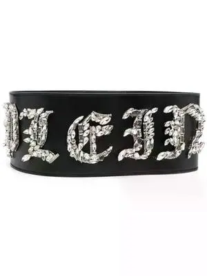 Philipp Plein Logo-embellished Leather Belt - Black