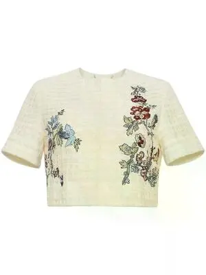 Adam Lippes Embroidered Cropped Jacket - Ecru Multi