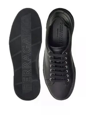 FERRAGAMO Panelled Leather Sneakers - Black