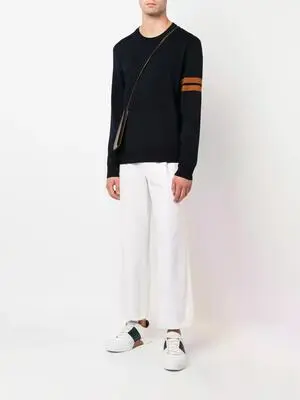 Zegna Stripe-detail Crew-neck Wool Jumper