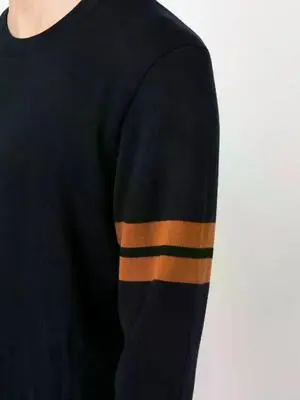 Zegna Stripe-detail Crew-neck Wool Jumper