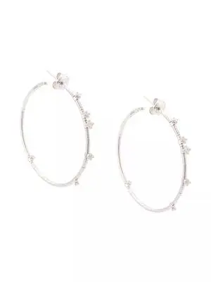 MATTIA CIELO 18kt White Gold Embellished Hoop Earrings - Silver