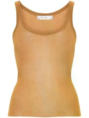 Max Mara Semi-sheer Fine-ribbed Top - Neutrals
