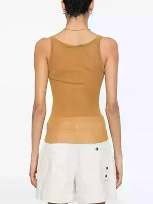 Max Mara Semi-sheer Fine-ribbed Top - Neutrals