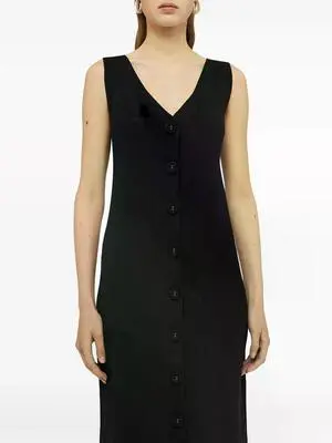 JIL SANDER V-neck Knitted Midi Dress