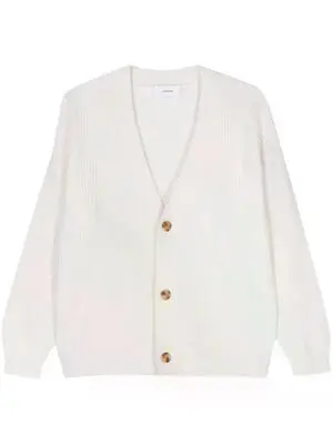 LARDINI Ribbed-knit Virgin Wool-cashmere Cardigan - Neutrals