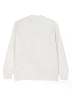 LARDINI Ribbed-knit Virgin Wool-cashmere Cardigan - Neutrals