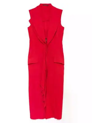 Yohji Yamamoto Draped Sleeveless Dress - Red