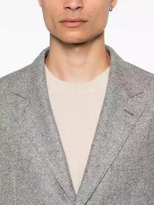 Brunello Cucinelli Herringbone-pattern Blazer - Grey