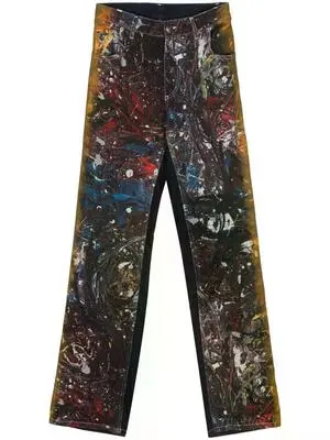 CHARLES JEFFREY Exclusive Painted Art Cotton Jeans - Blue
