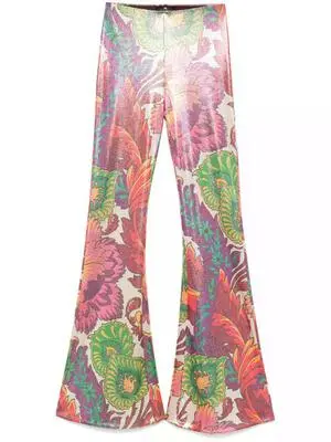 Etro Floral-print Laminated Trousers - Pink