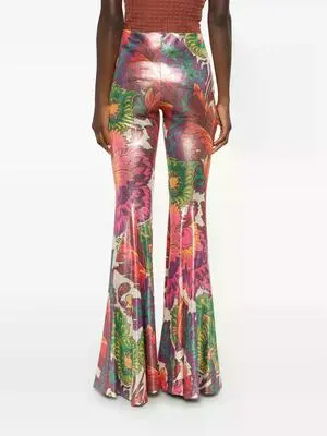 Etro Floral-print Laminated Trousers - Pink