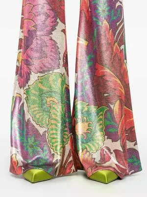 Etro Floral-print Laminated Trousers - Pink