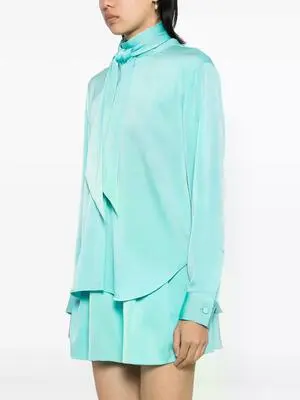 Alex Perry Self-tie Shirt With Buttoned Cuffs - Blue