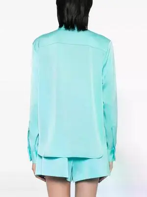 Alex Perry Self-tie Shirt With Buttoned Cuffs - Blue