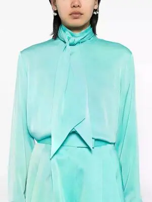 Alex Perry Self-tie Shirt With Buttoned Cuffs - Blue