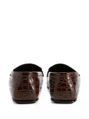 GIUSEPPE ZANOTTI Cristophe Crocodile-embossed Loafers - Brown