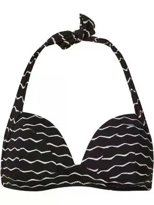 AMIR SLAMA Striped Bikini Top - Black