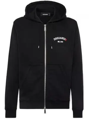 Dsquared2 Logo-print Zip-up Hoodie - Black