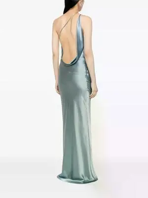 Michelle Mason One-shoulder Bias Gown - Blue