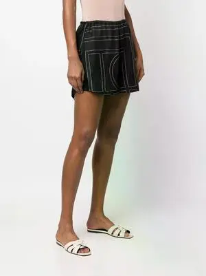 TOTEME Geometric-print Silk Shorts - Black