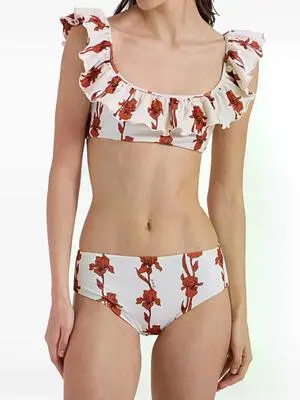 La DoubleJ Ruffled Bikini Top - White