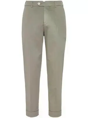 Brunello Cucinelli Low-rise Tapered Chino Trousers - Green
