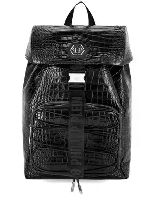 Philipp Plein Crocodile-embossed Leather Backpack - Black