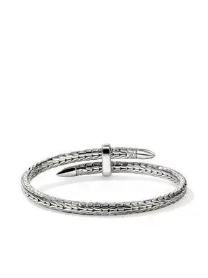 John Hardy Sterling Spear Cuff With White Diamonds