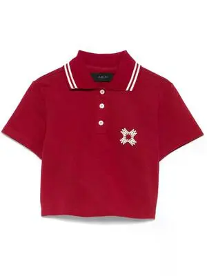Amiri Cropped Polo Top With Embroidered Logo - Red
