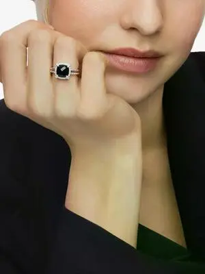 David Yurman Sterling Onyx, And Diamond Chatelaine Ring
