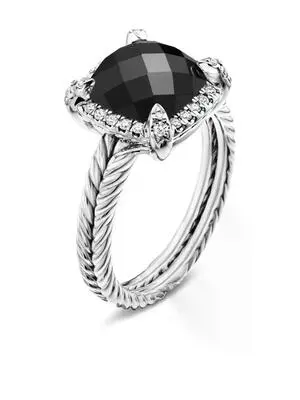 David Yurman Sterling Onyx, And Diamond Chatelaine Ring