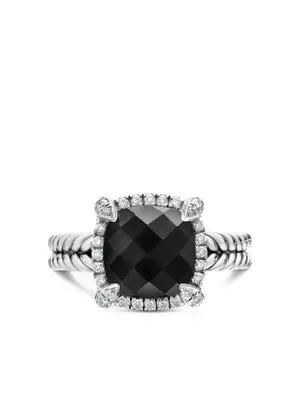 David Yurman Sterling Onyx, And Diamond Chatelaine Ring